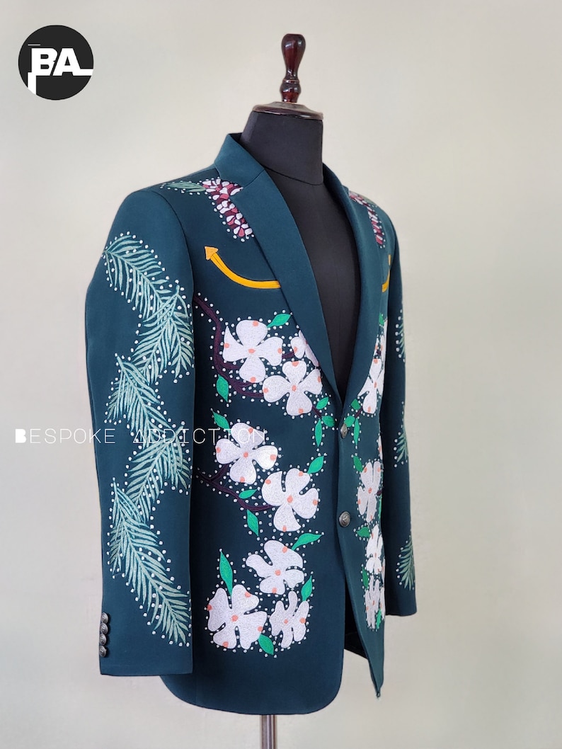 Men's Cowboy Green 2pc Custom Made Cotton Country Western Suit Floral ...