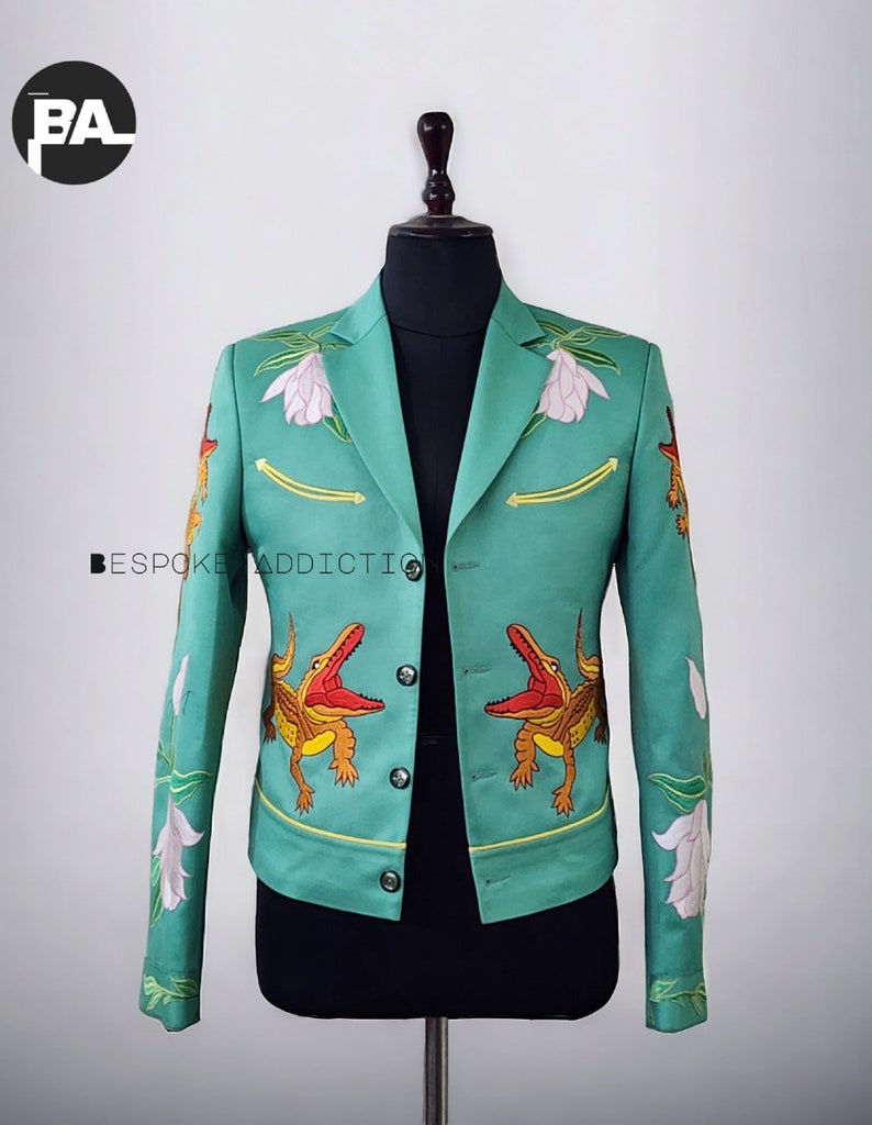 Men 2pc Country Western Nudie Suit Bespoke Floral Embroidered Cotton ...