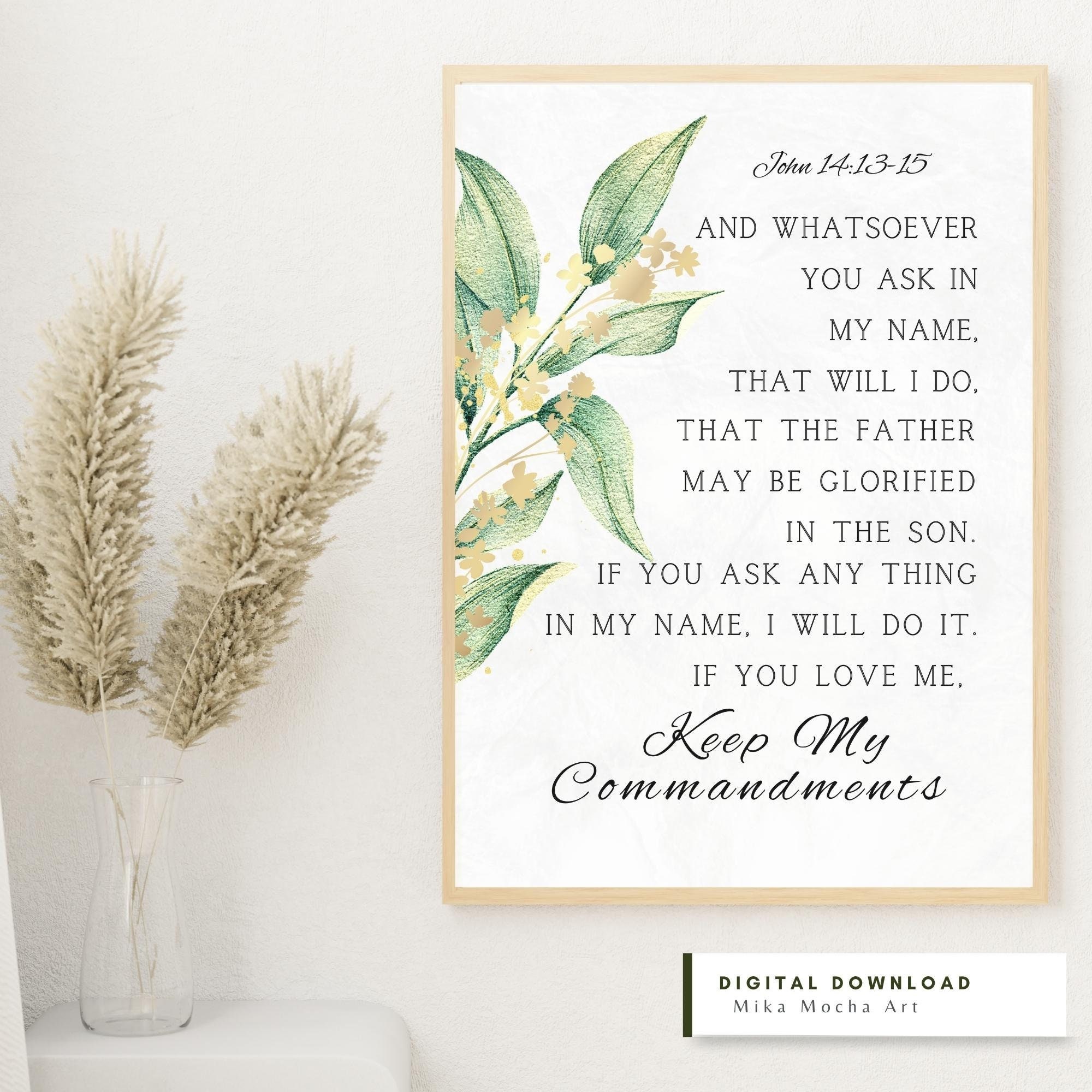 John 14:13-15 | Scripture Wall Art | KJV| Digital Print | Hebrew ...