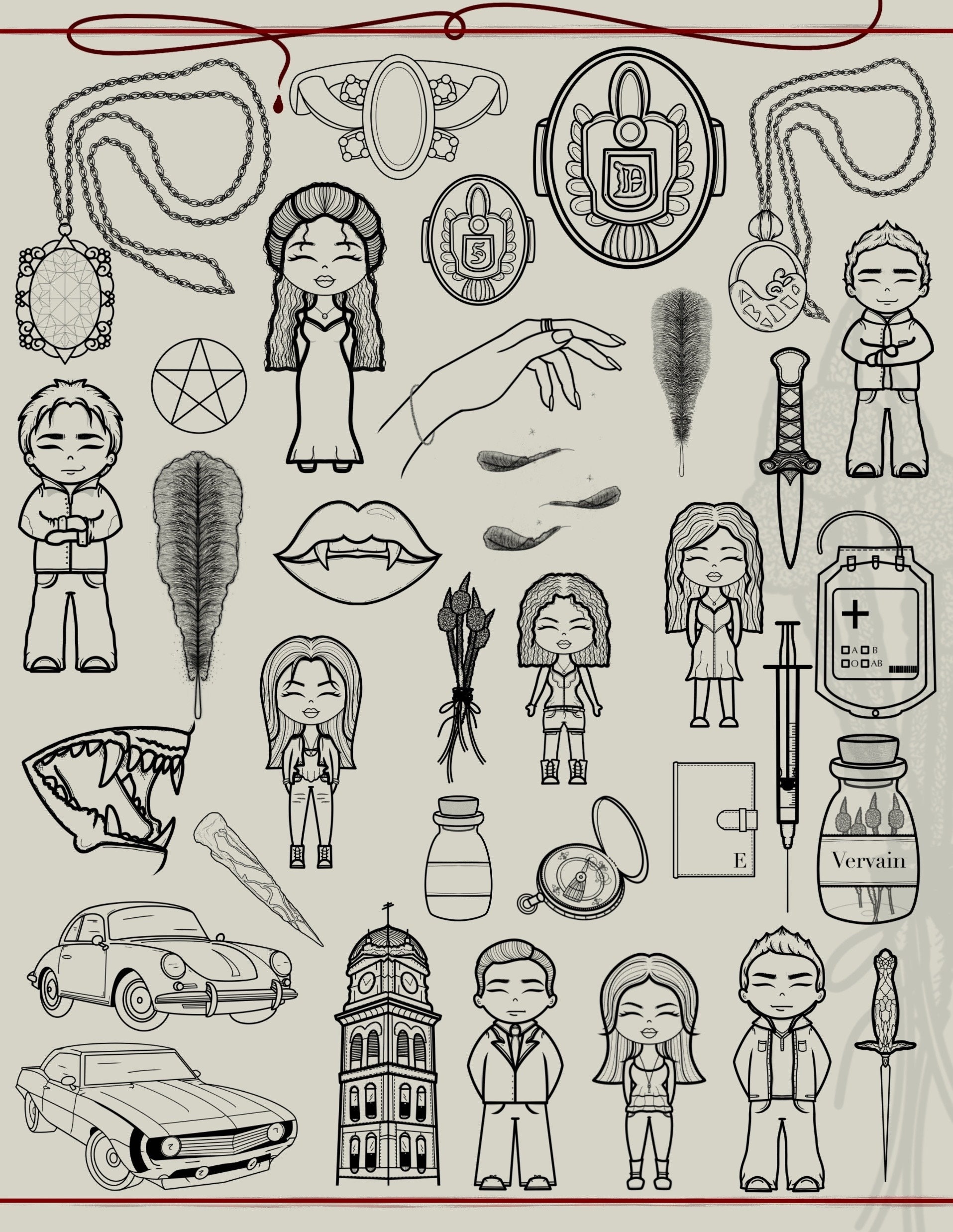 33 Originals X Vampire Diaries Procreate Stamps, TVD, Stefan Salvatore ...