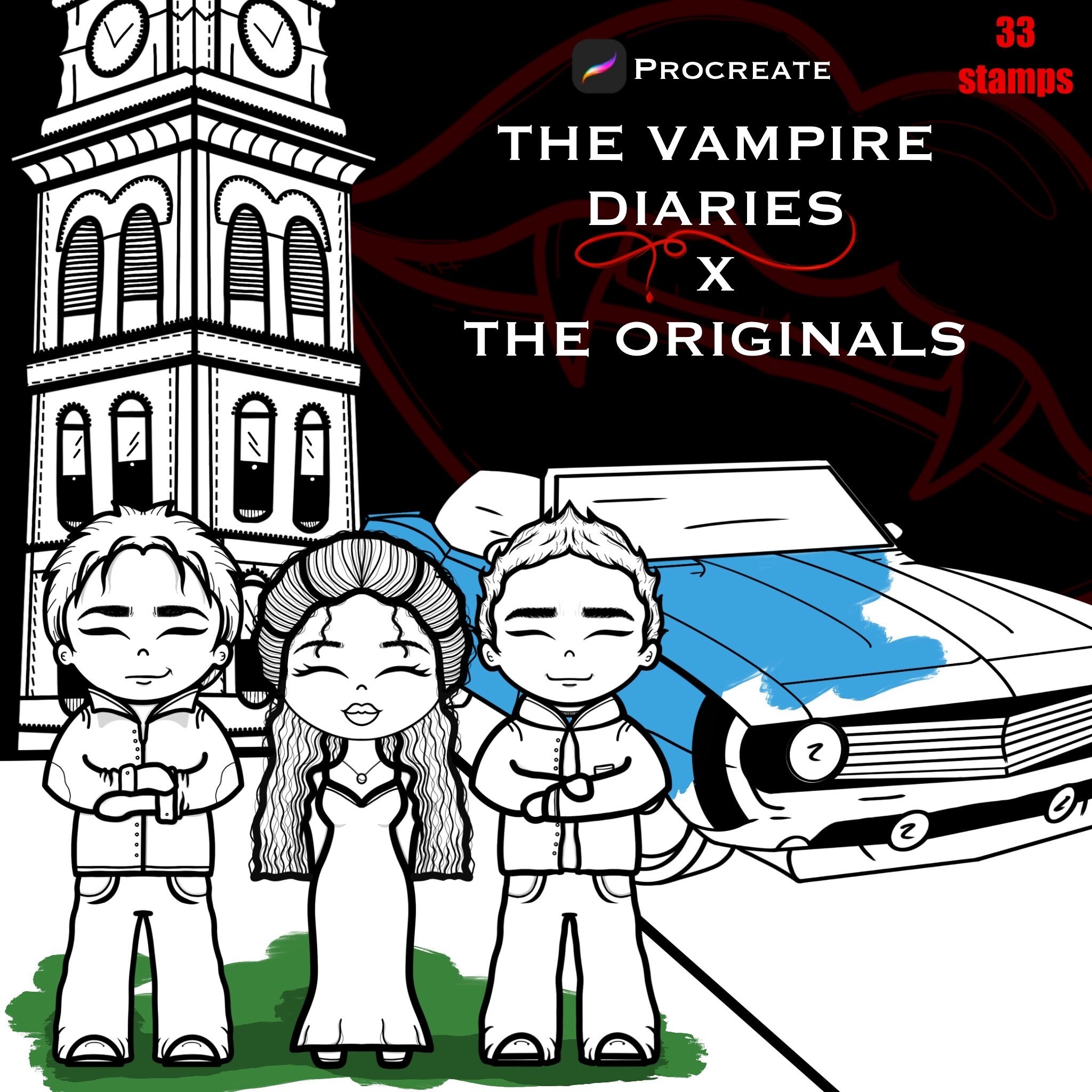 33 Originals X Vampire Diaries Procreate Stamps, TVD, Stefan Salvatore ...