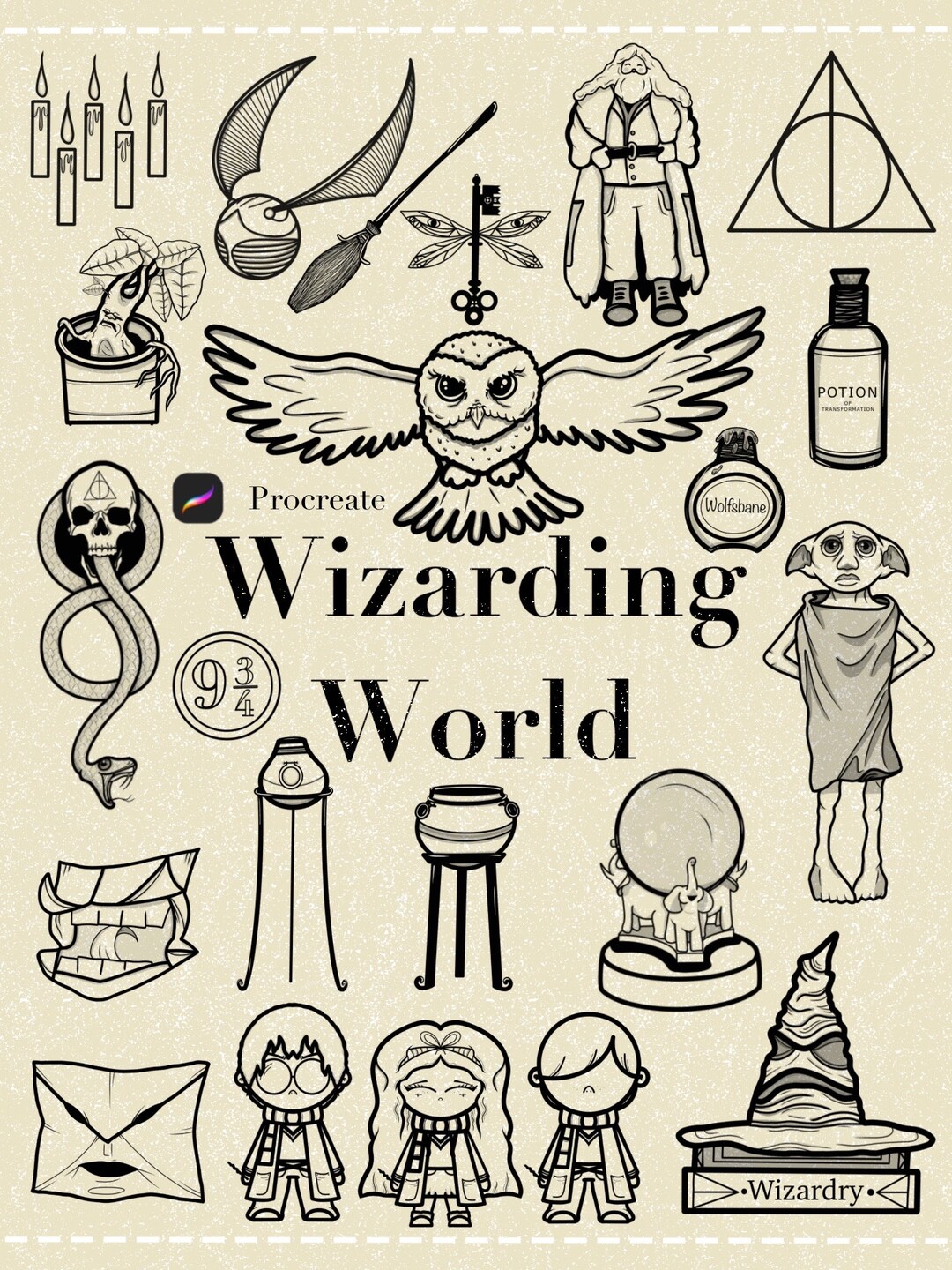 23 Wizarding World Procreate Stamps, Witchcraft Stamps, Magical Stamps ...