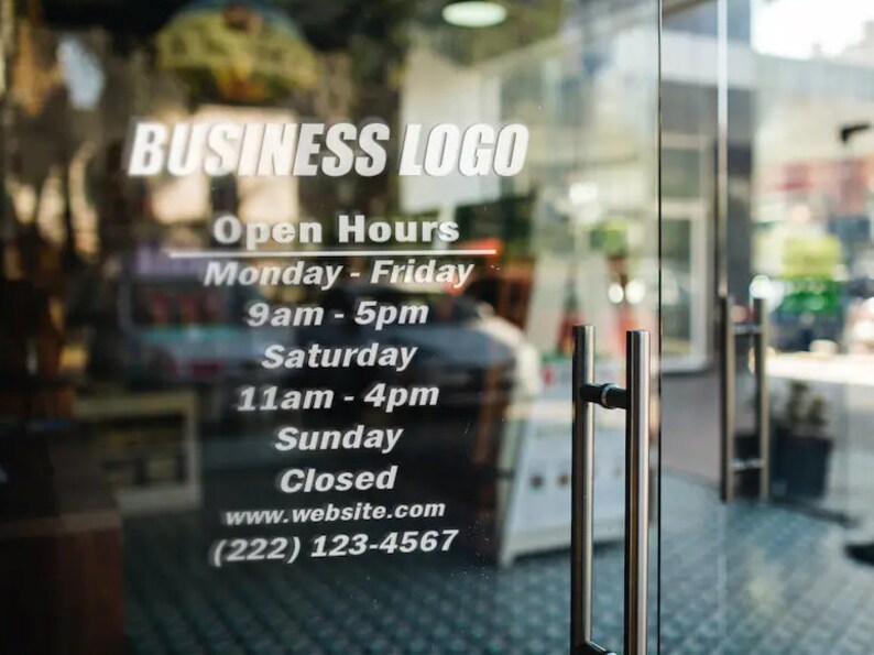 Customizable Business Window Decal / Company Name Logo Storefront Vinyl ...