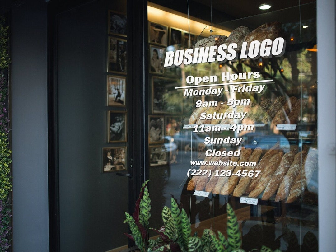Customizable Business Window Decal / Company Name Logo Storefront Vinyl ...