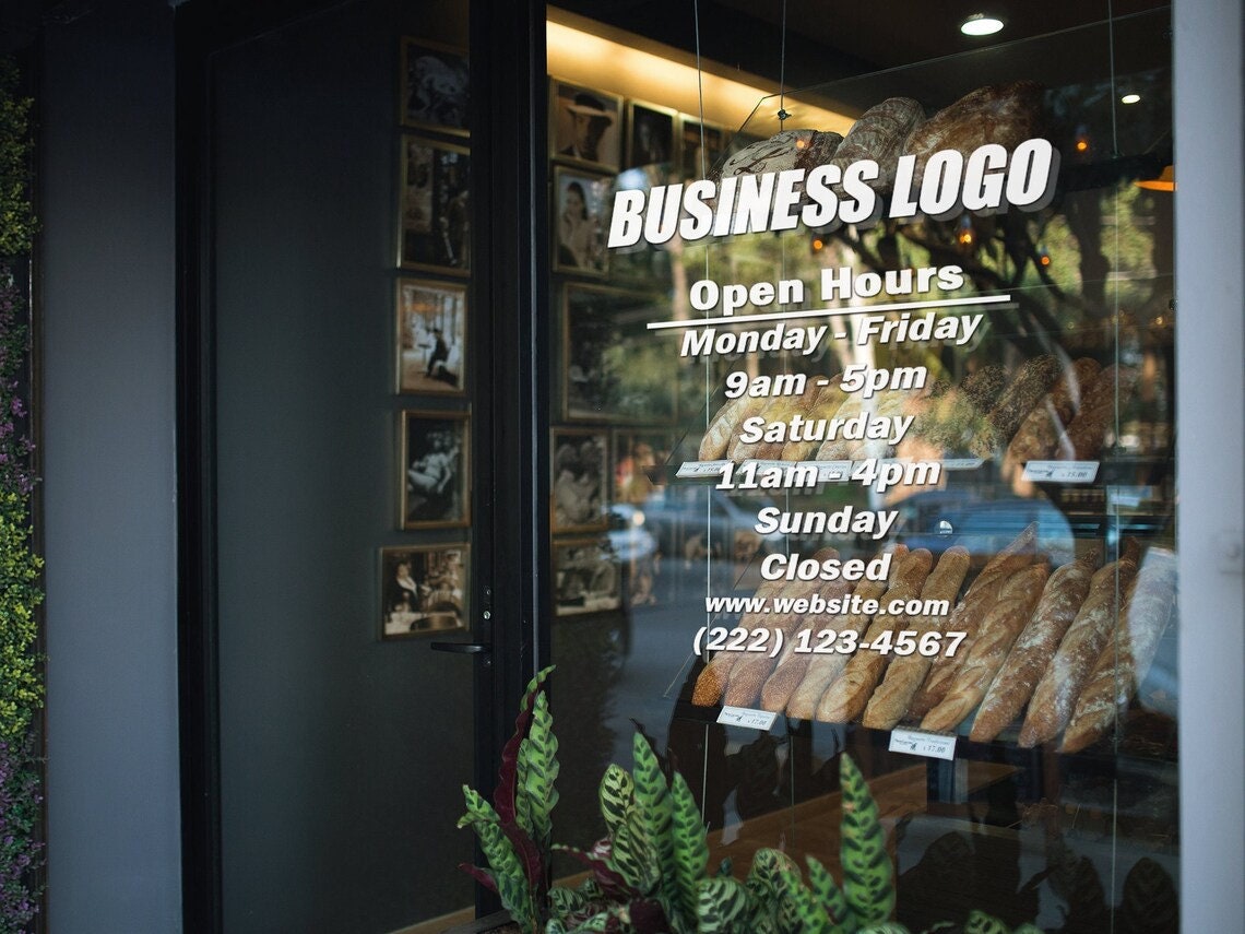 Customizable Business Window Decal / Company Name Logo Storefront Vinyl ...