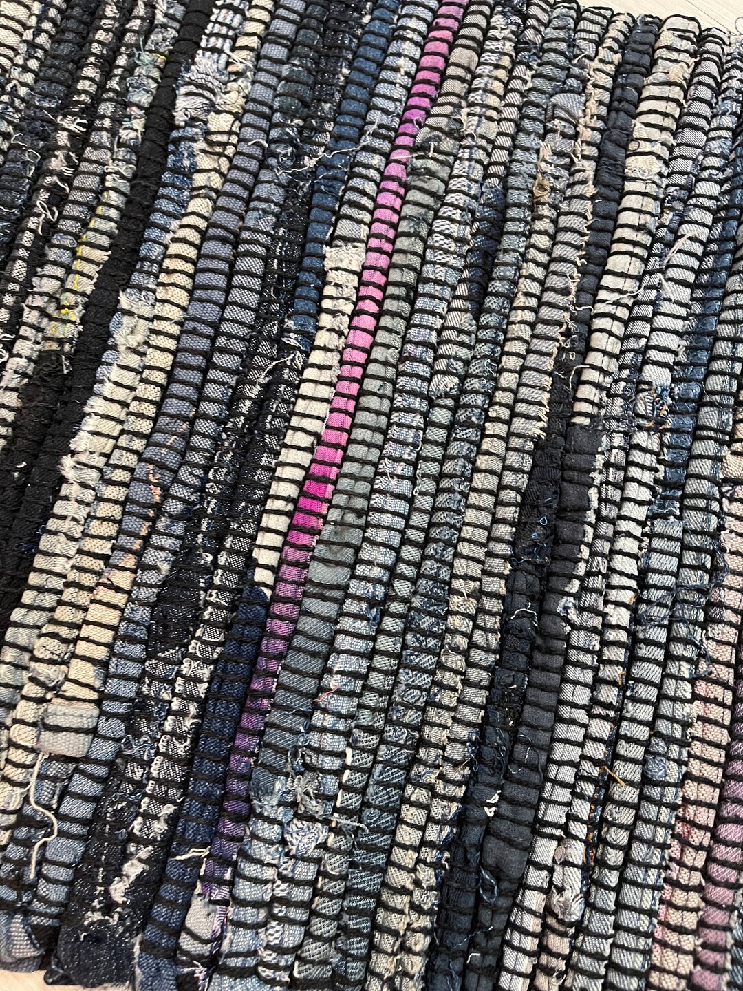 Handwoven Denim Chindi Area Rug, Home Decor Rugs, Cotton Bohemian Rugs ...