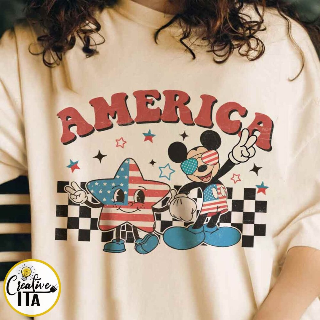 Mickey Mouse America Disney Happy 4th of July Shirt, Mickey Checkered ...