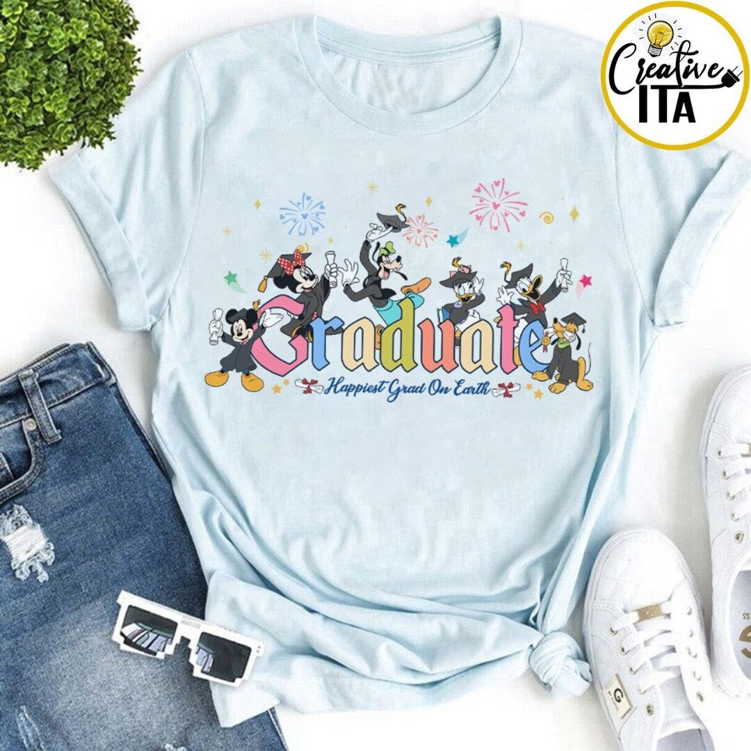 Mickey and Friends Disney Graduate Happiest Grad on Earth - Etsy