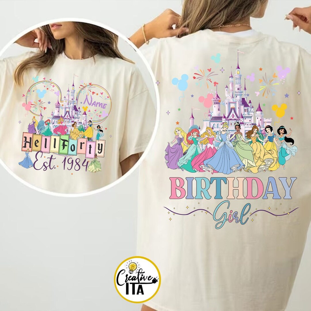 Personalized Disney Princess Birthday Shirt, Disney Birthday Girl Trip Tee, Cinderella Belle ...