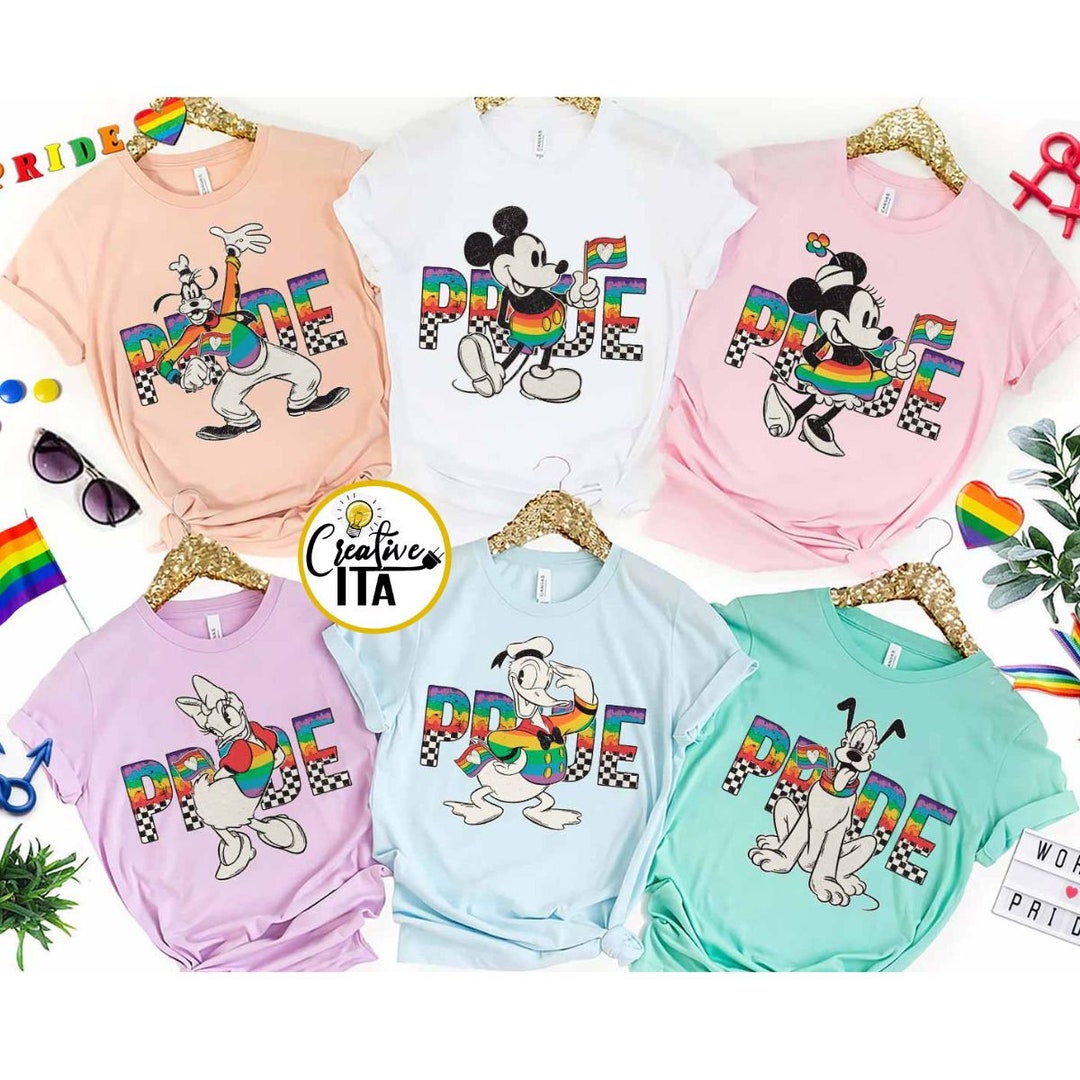 Mickey & Friends Pride Checkered Shirt, LGBT Disney Pride 2024 Shirt ...