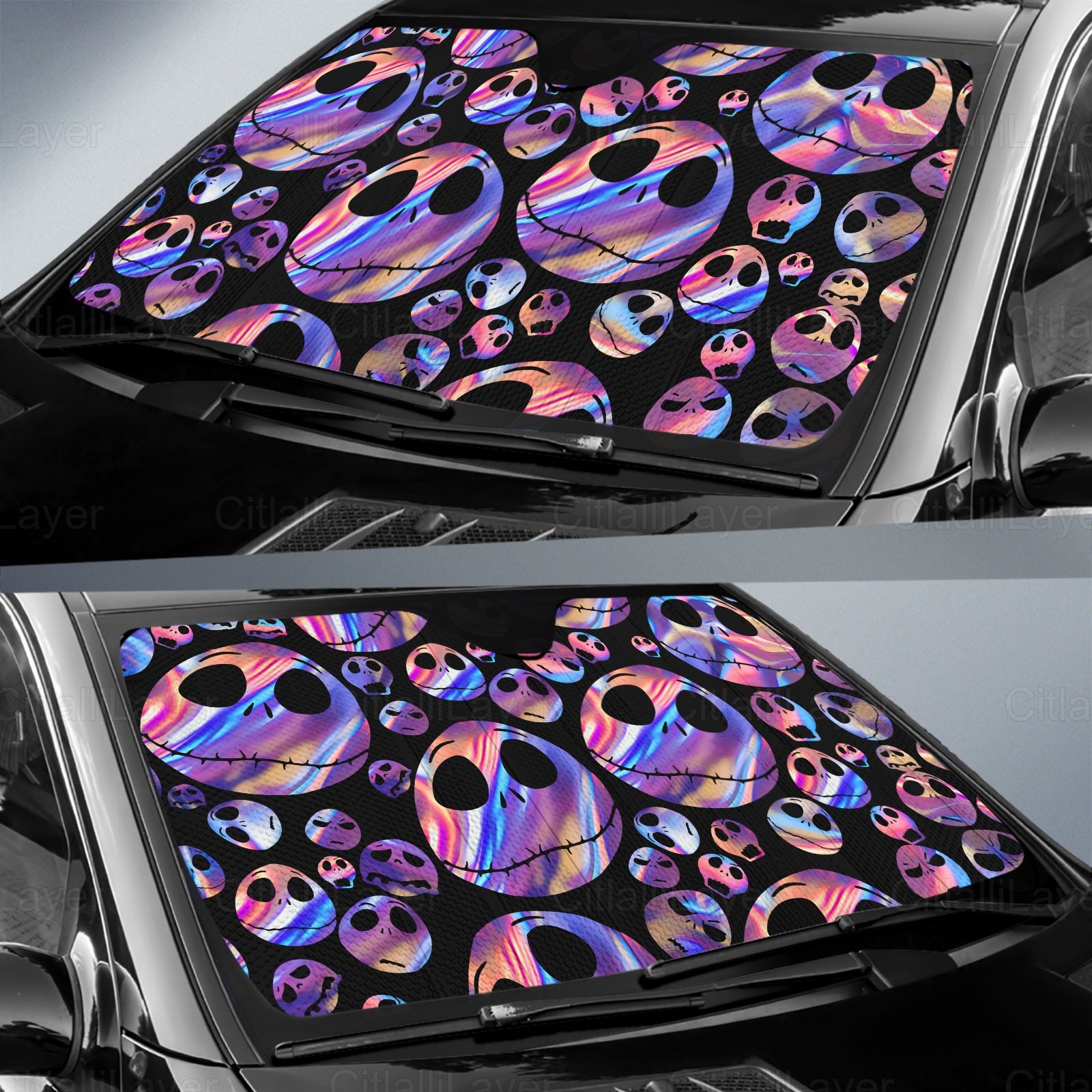 Jack Skellington Car Sunshade, Horror Car Sun Shade, Jack Skellington ...