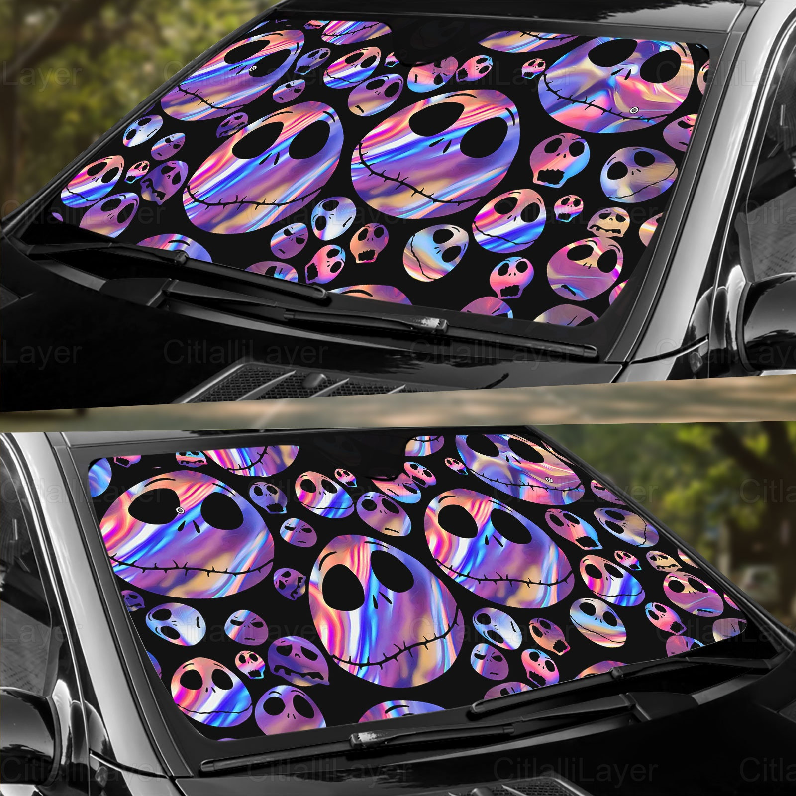 Jack Skellington Car Sunshade, Horror Car Sun Shade, Jack Skellington ...