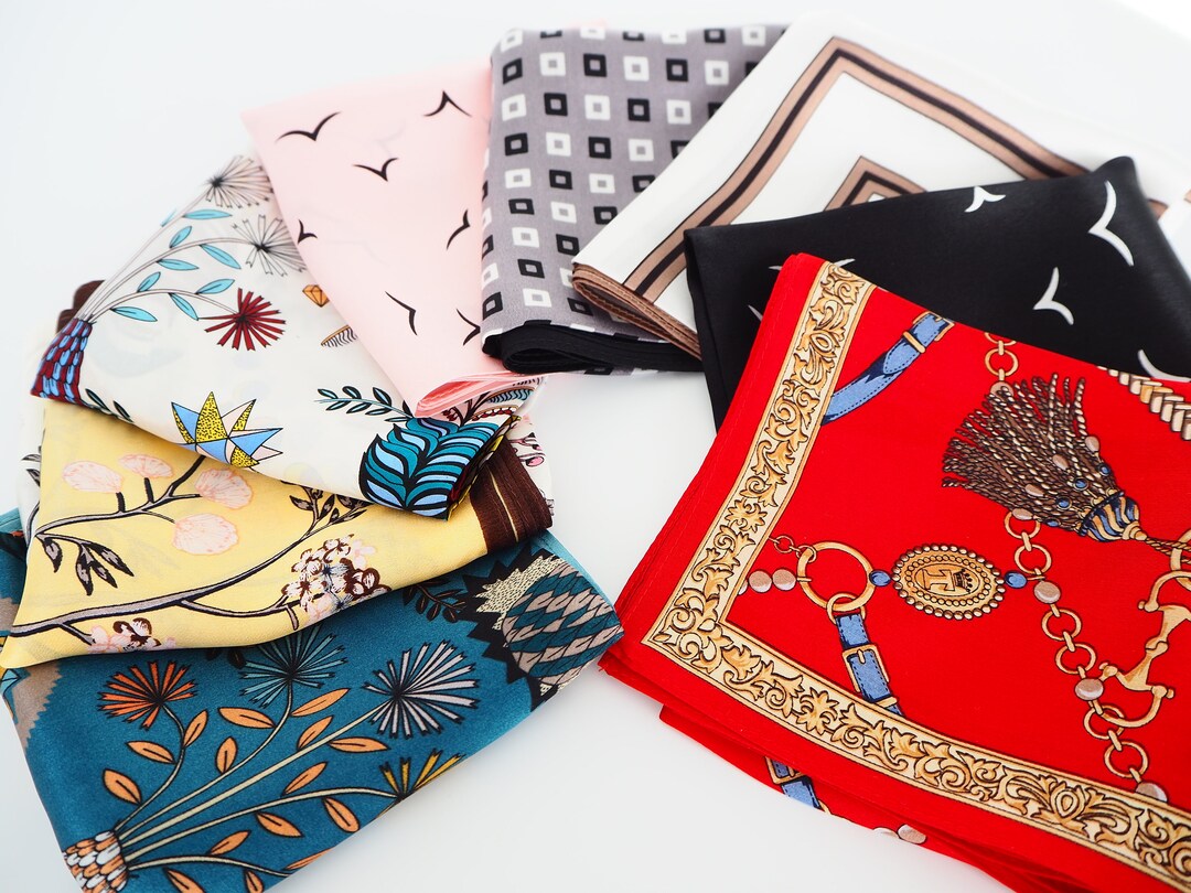 24 Colors Available/soft 100% Silk 21" Small Square Neck Scarf/hair ...