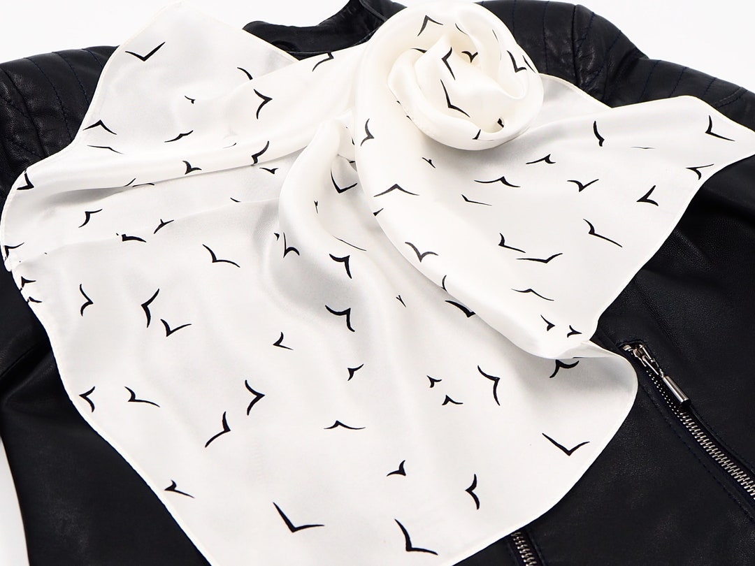 100% Silk White Silk Scarf Women, Square Head Scarf, Hair Scarf, White ...