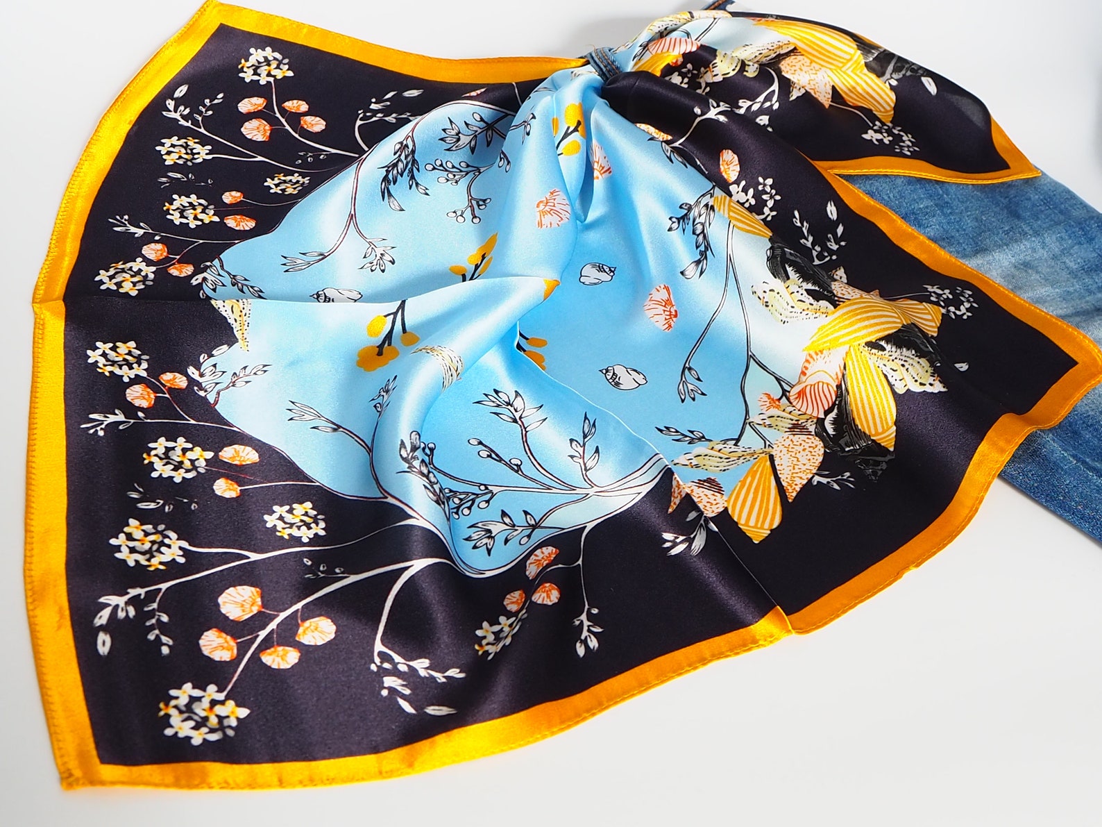 24 Colors Available/soft 100% Silk 21" Small Square Neck Scarf/hair ...