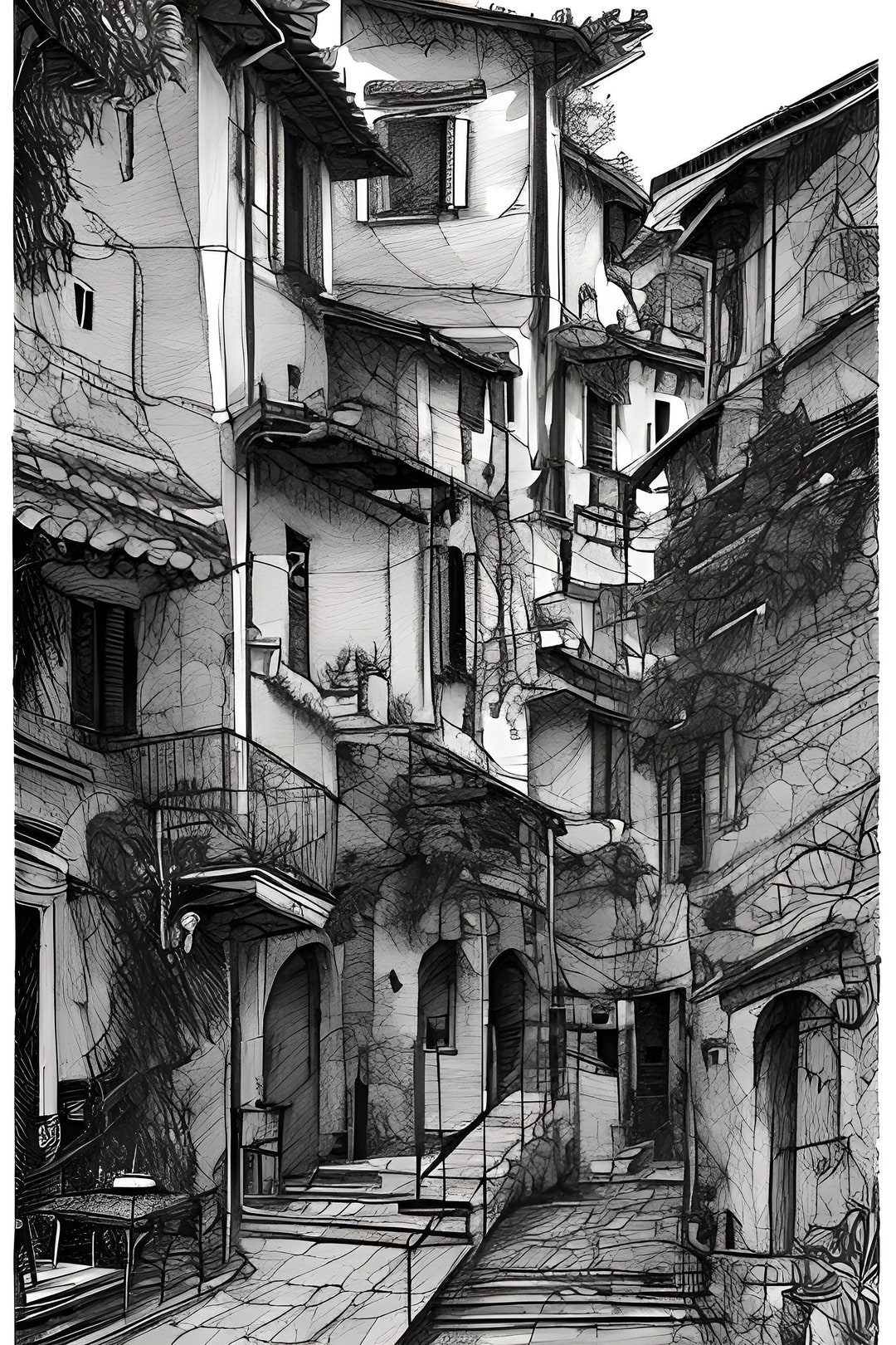 Rustic Pen & Ink Narrow Italian Alley - Etsy