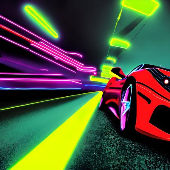 Street Racing Cars With Neon Lights