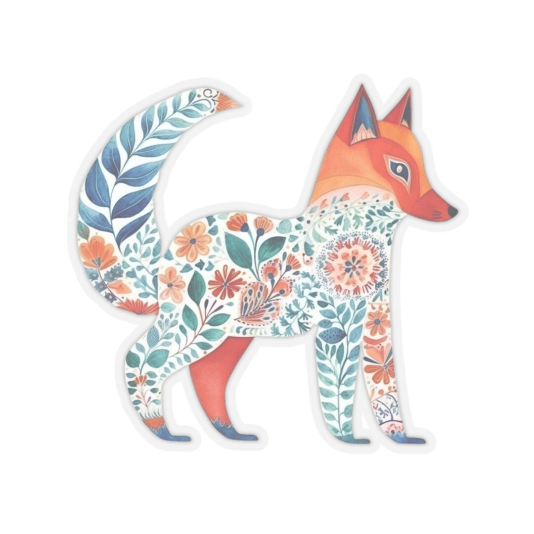 Scandinavian Folk Art Fox Sticker - Etsy