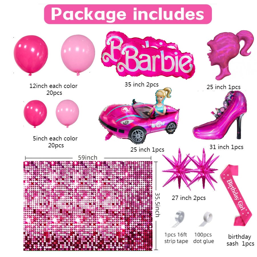 Barbie Glitters Balloon Garland Kit Pack of 314 and 1 Backdrop - Etsy