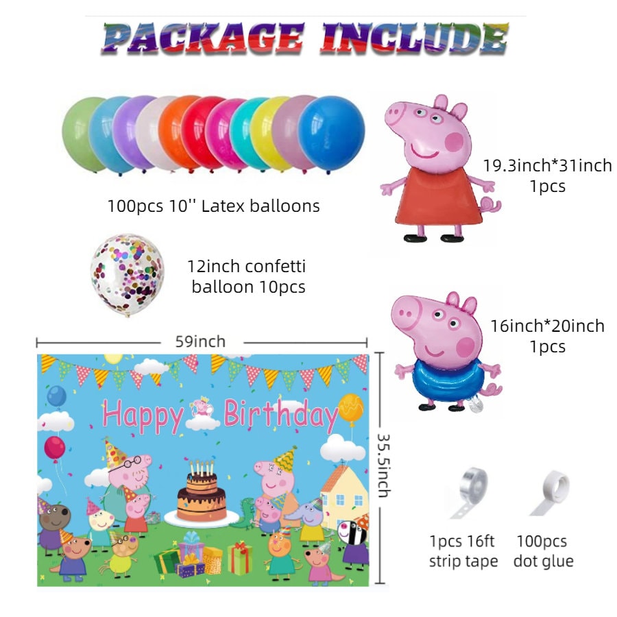 Peppa Balloon Garland Kit Pack of 114 and 1 Backdrop - Etsy
