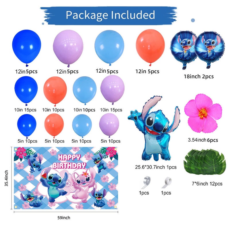 Stitch Balloon Garland Kit Pack of 233 and 1 Backdrop - Etsy