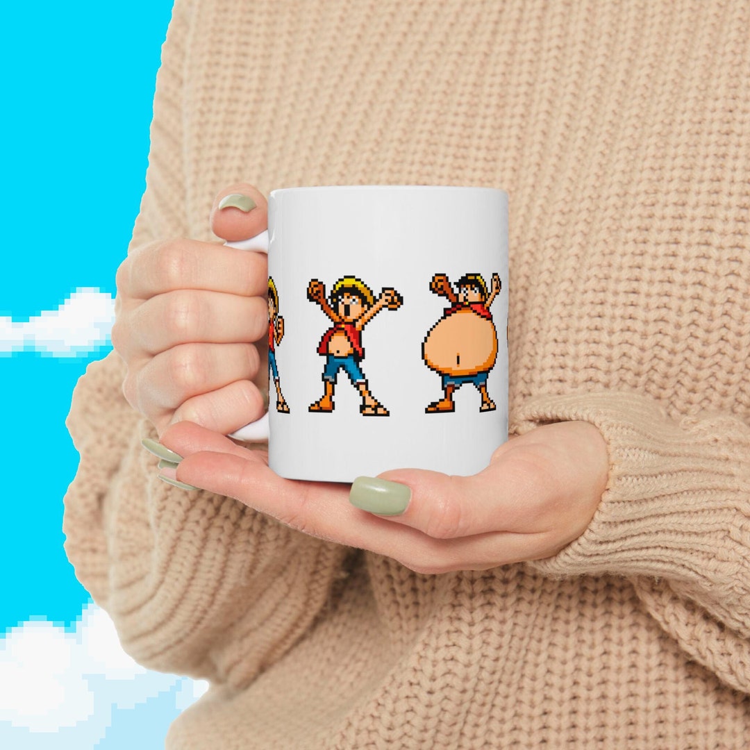 Gomu Gomu No Fusen Pixel Straw Hat, 8 Bit Mug, Anime Mug, Pixel Art Mug ...