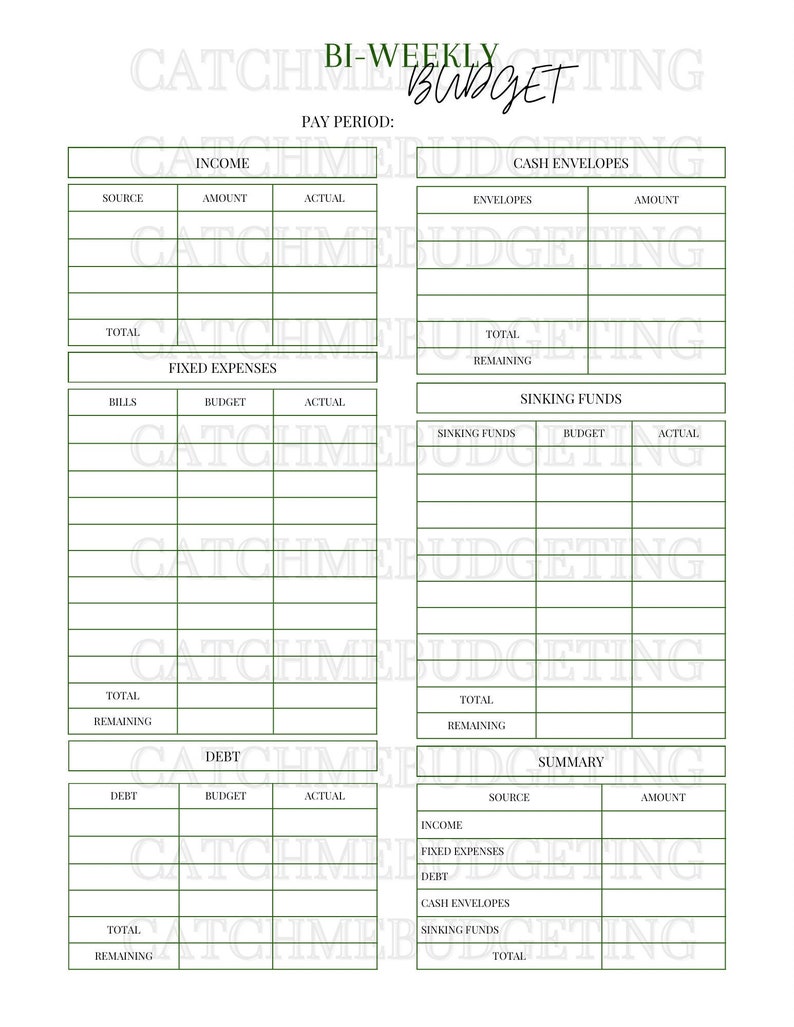 Bi-weekly Budget - Etsy