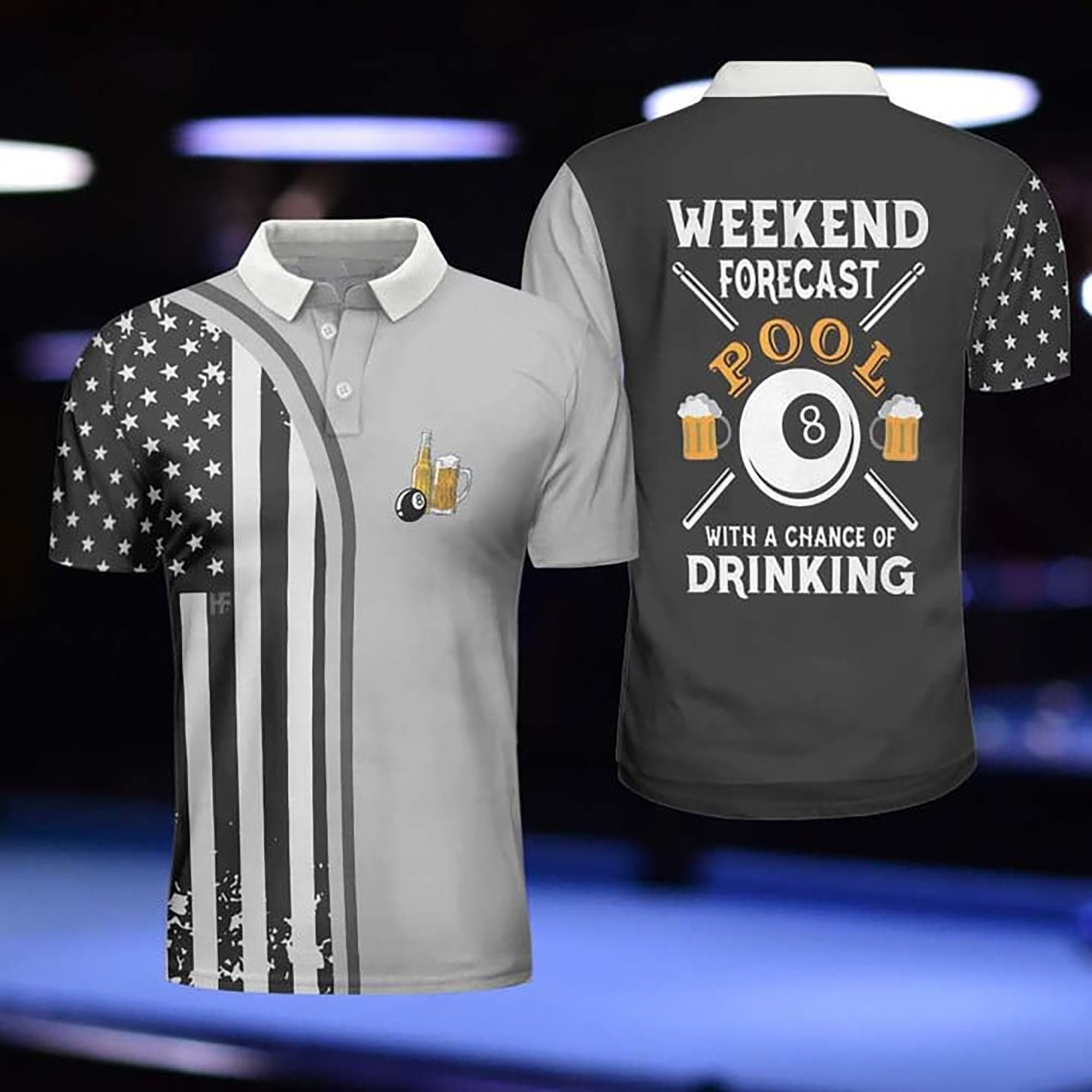 Funny Weekend Forecast Pool Player Billiards Polo Shirt sold by F Smith ...