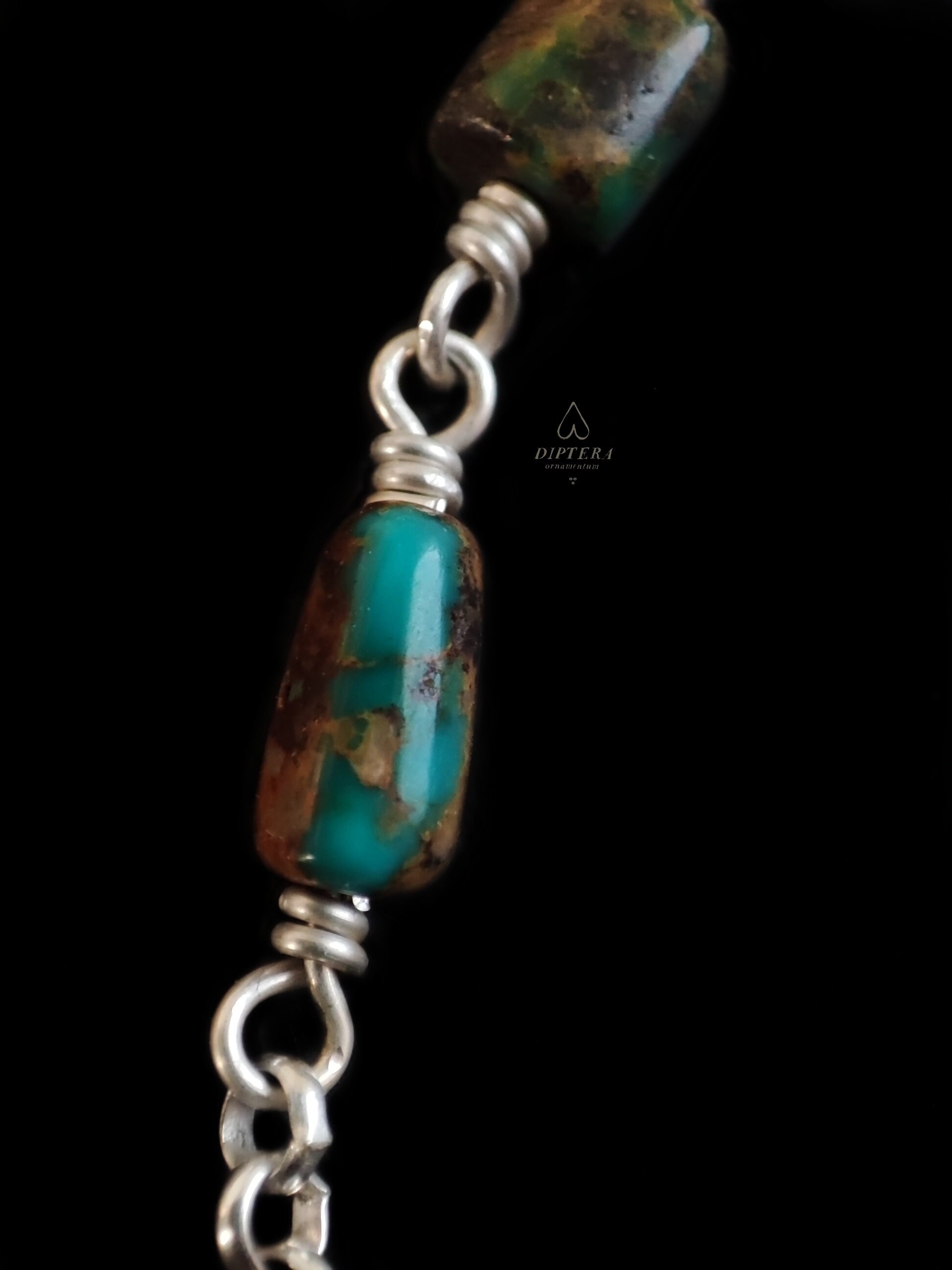 Ancient Egyptian Silver and Turquoise Beaded Chain Necklace , Handmade ...