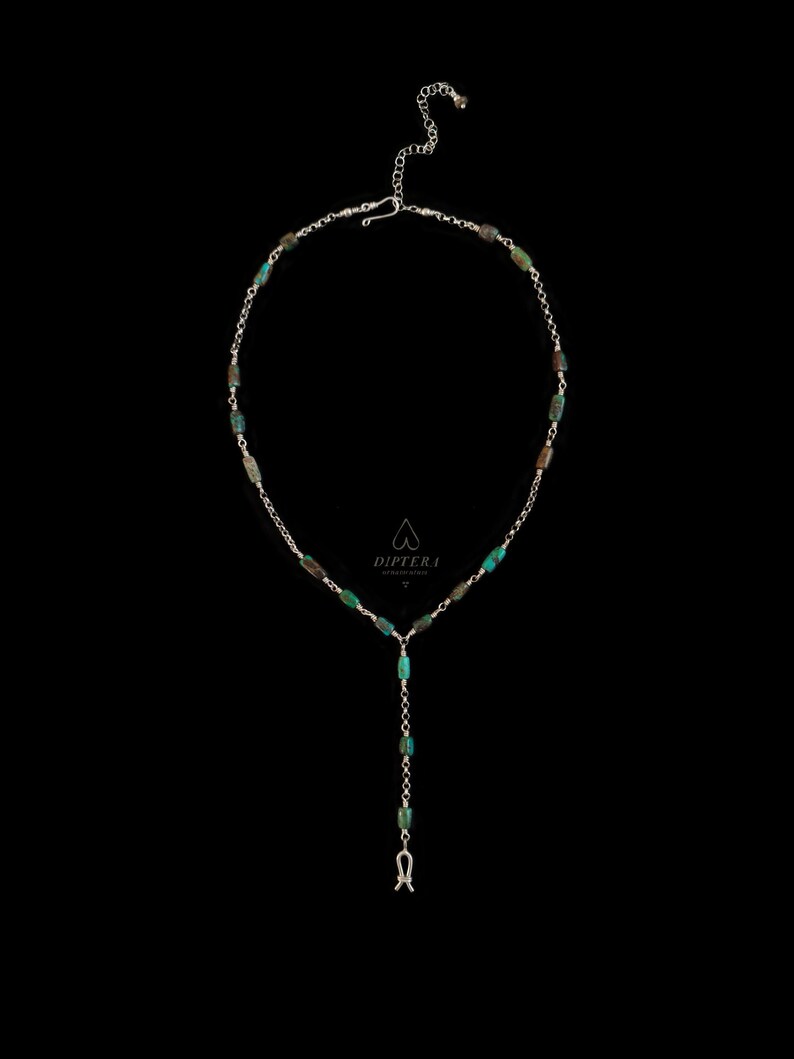 Ancient Egyptian Silver and Turquoise Beaded Chain Necklace , Handmade ...