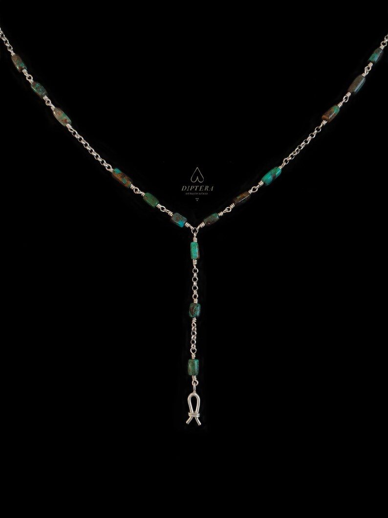 Ancient Egyptian Silver and Turquoise Beaded Chain Necklace , Handmade ...