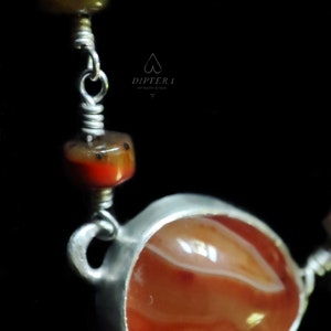 Ancient Roman Style Silver Beaded Chain Necklace , Handmade Carnelian ...