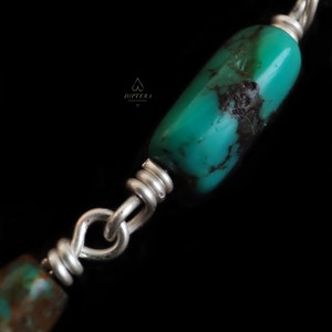 Ancient Egyptian Silver and Turquoise Beaded Chain Necklace , Handmade ...