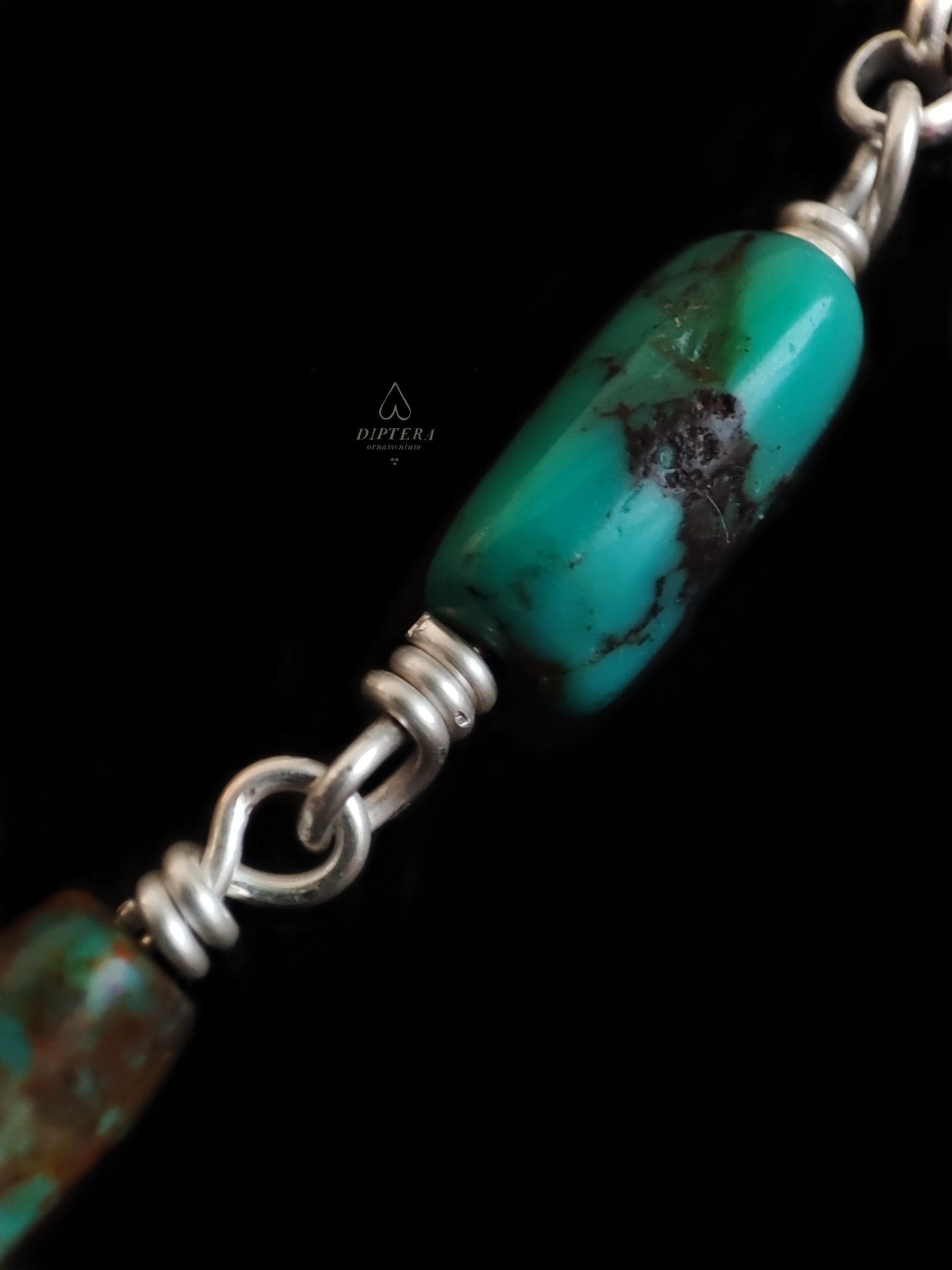 Ancient Egyptian Silver and Turquoise Beaded Chain Necklace , Handmade ...