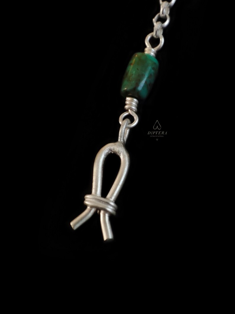 Ancient Egyptian Silver and Turquoise Beaded Chain Necklace , Handmade ...