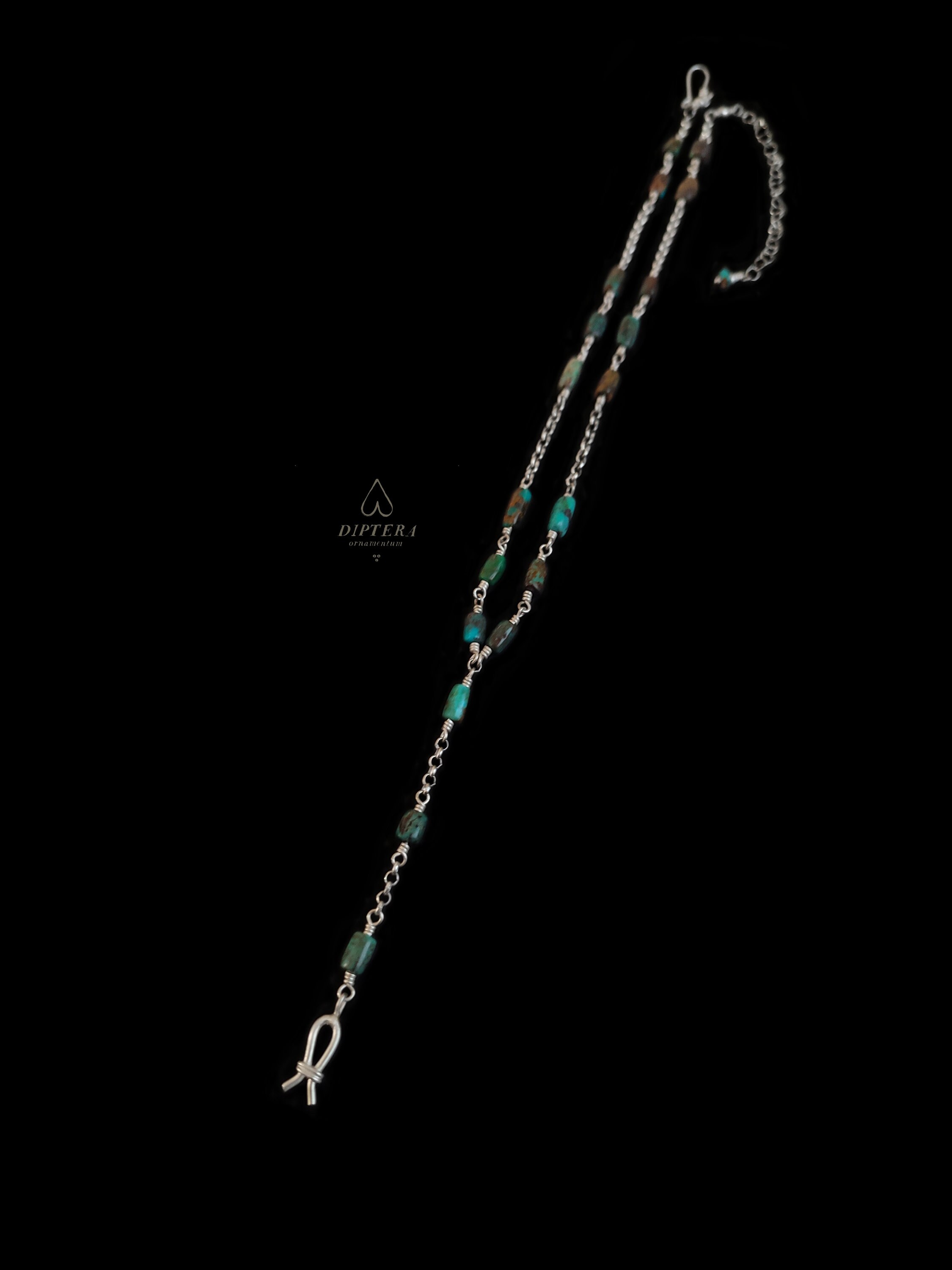 Ancient Egyptian Silver and Turquoise Beaded Chain Necklace , Handmade ...