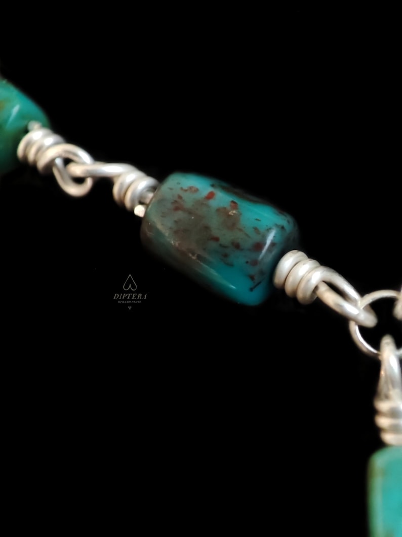 Ancient Egyptian Silver and Turquoise Beaded Chain Necklace , Handmade ...