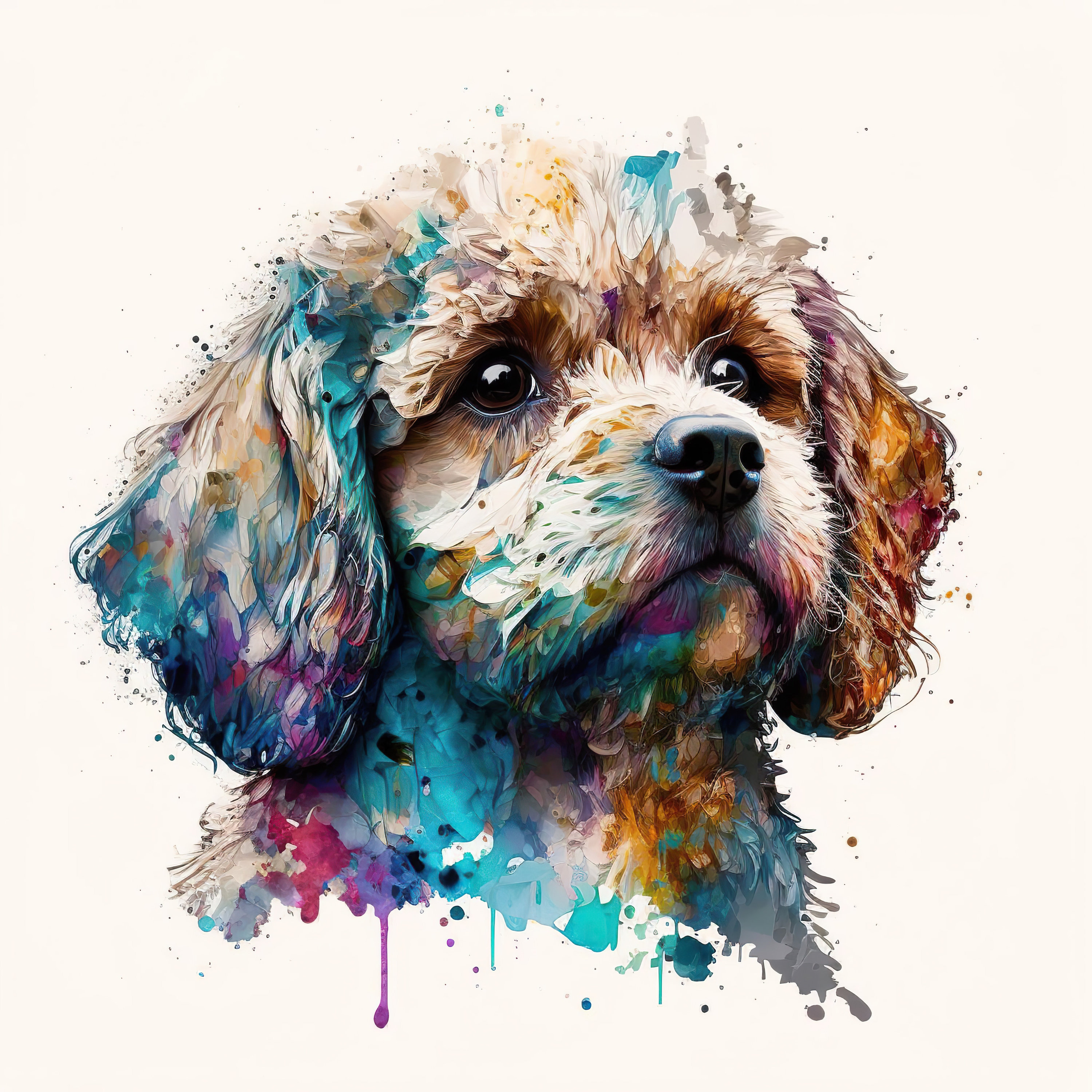Abstract Cavoodle in Watercolour, Digital Art Print, Download, Home ...
