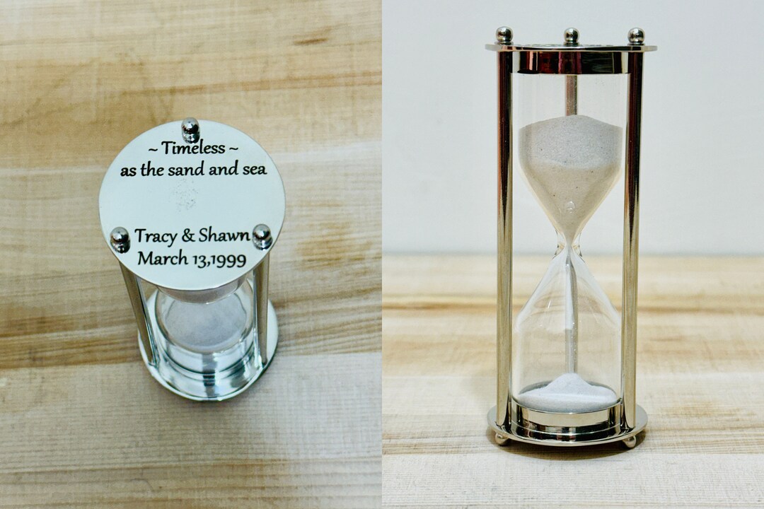 Personalized Sand Timer Engraved Silver Sandglass, Unique Decor and ...