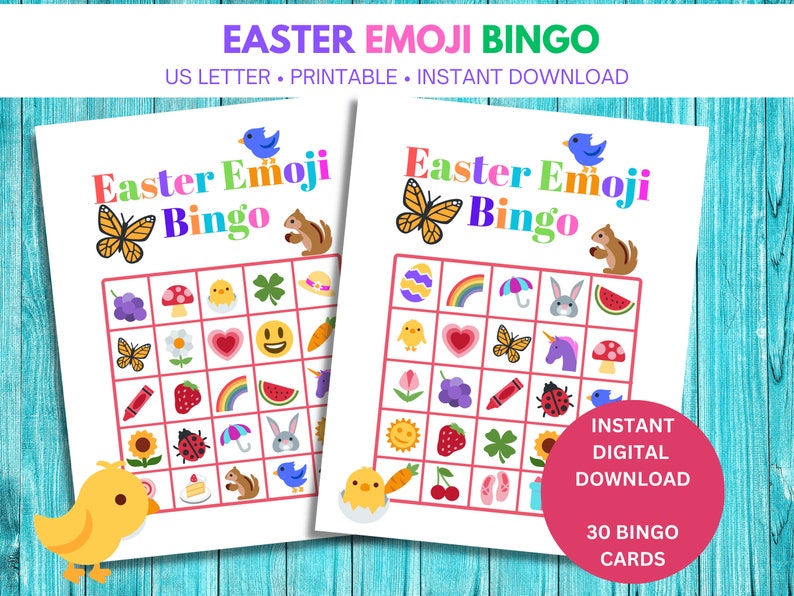 Easter Emoji Bingo Game | Easter Printables for Kids | Easter Party ...