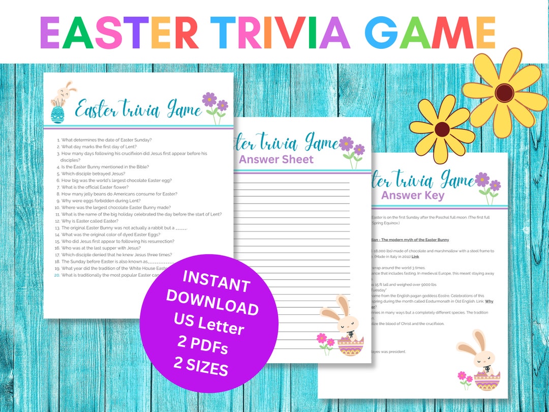 Easter Trivia Game | Family Games for Easter | Trivia Games | Printable ...