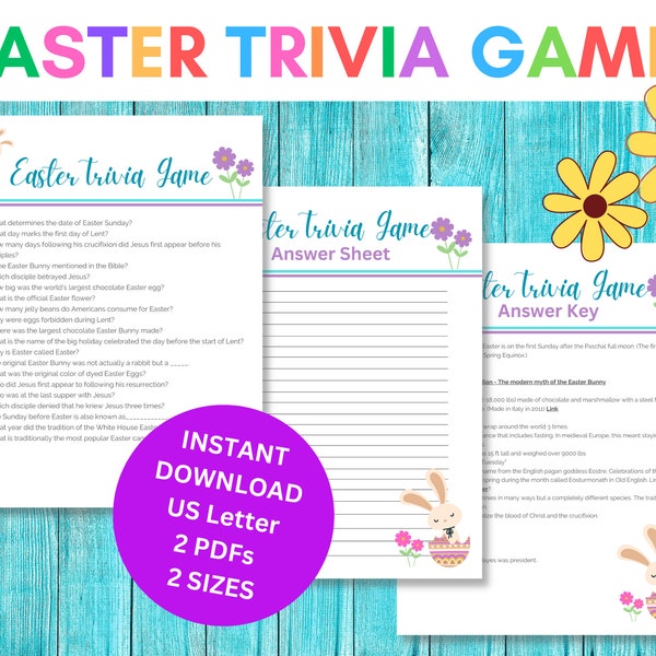 Easter Trivia Cards - Etsy