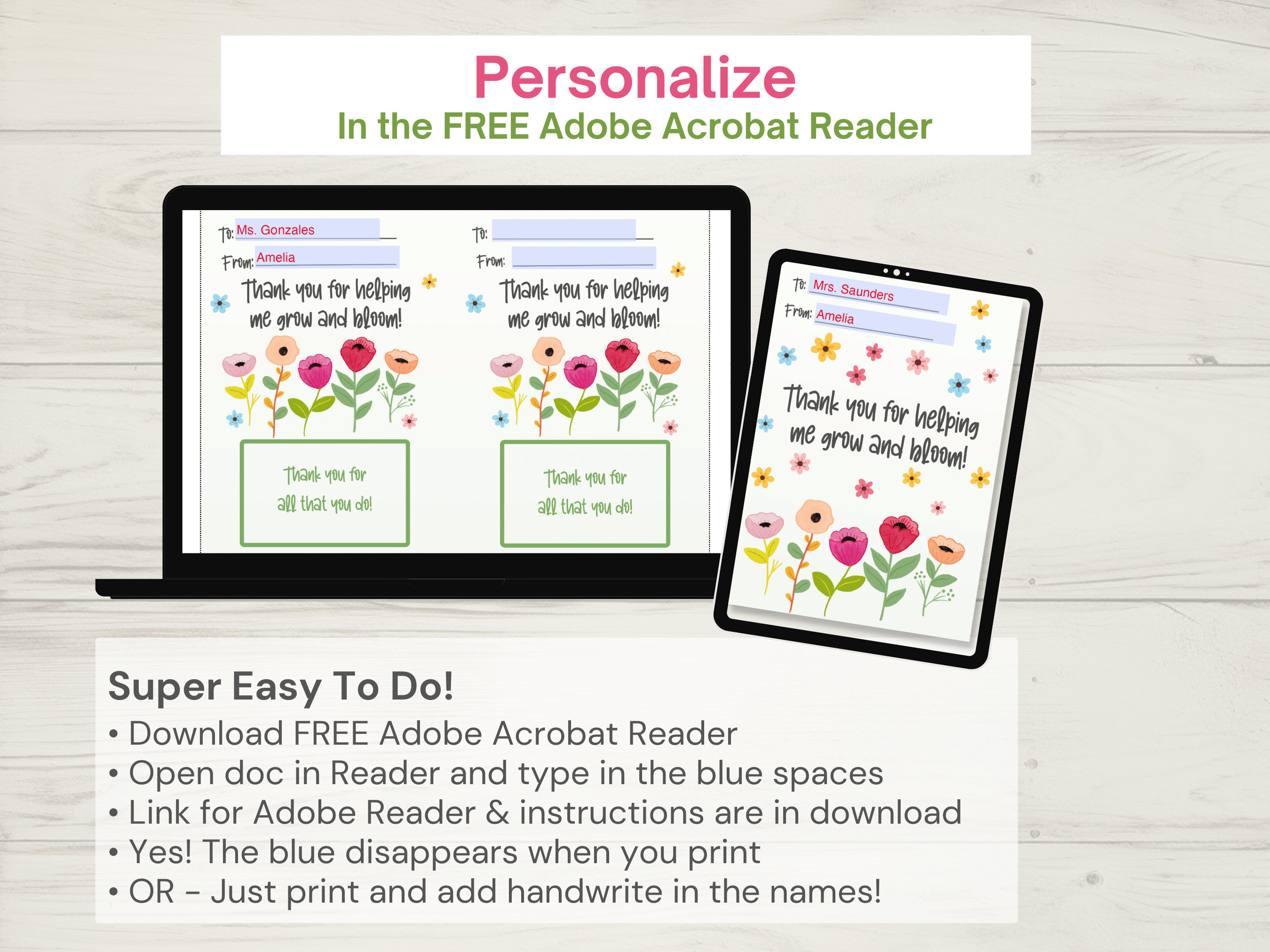 Editable Teacher Appreciation Week Gift Card Holder, Personalized End ...