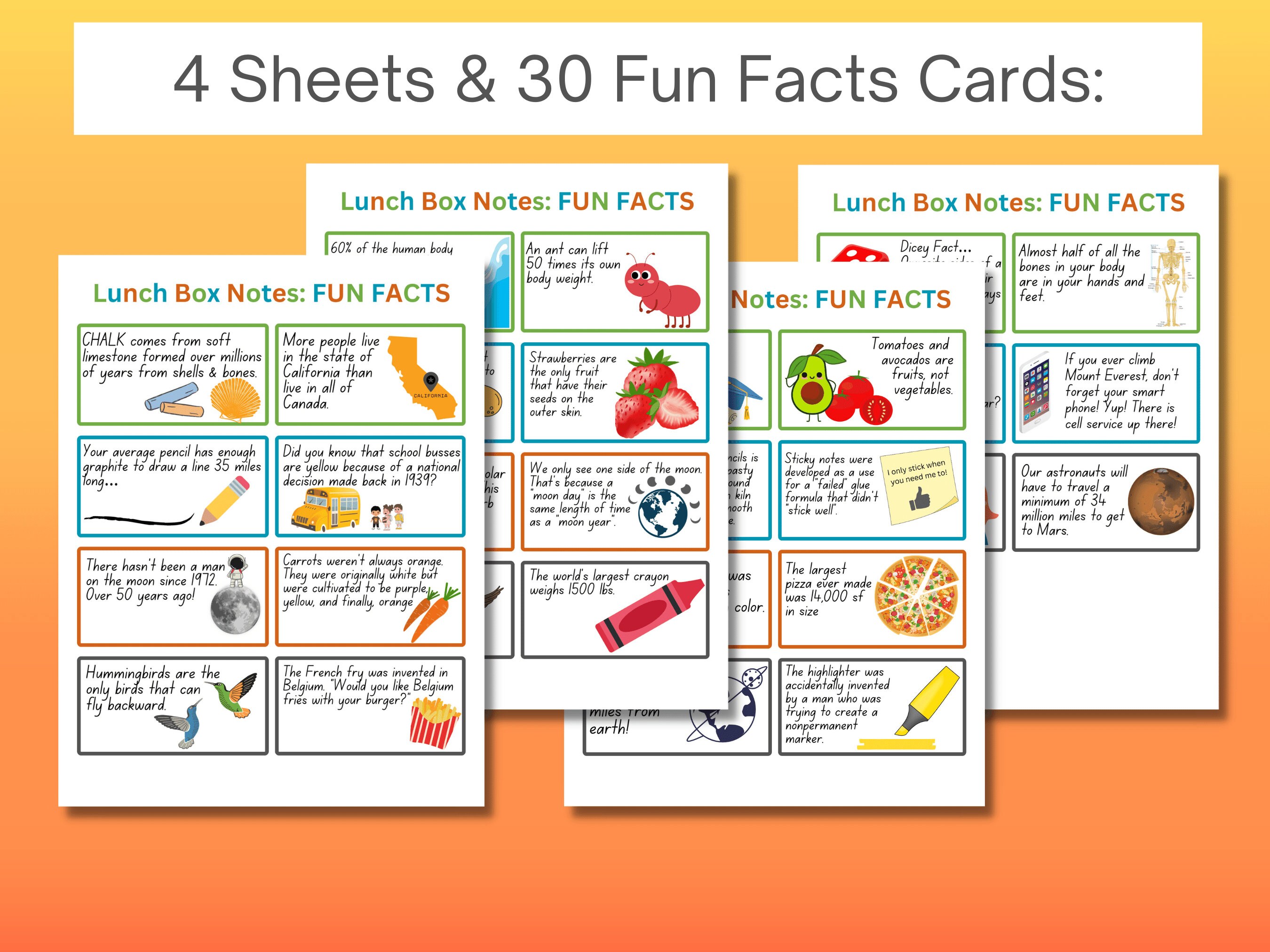 Lunch Box Notes Bundle - Joke Icebreakers and Fun Facts Trivia ...