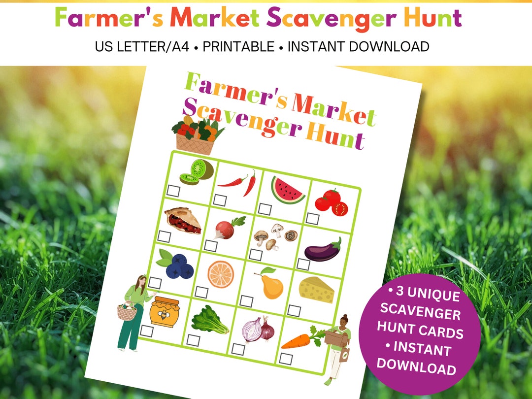 Fun and Interactive Outdoor Scavenger Hunt for a Summer Farmer’s Market ...