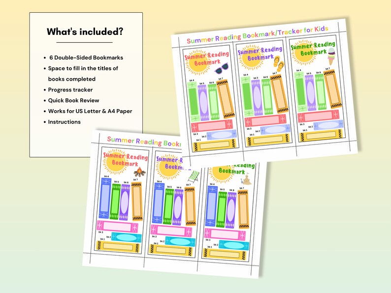 Printable Summer Bookmarks and Progress Tracker Combo for Kids, Summer ...
