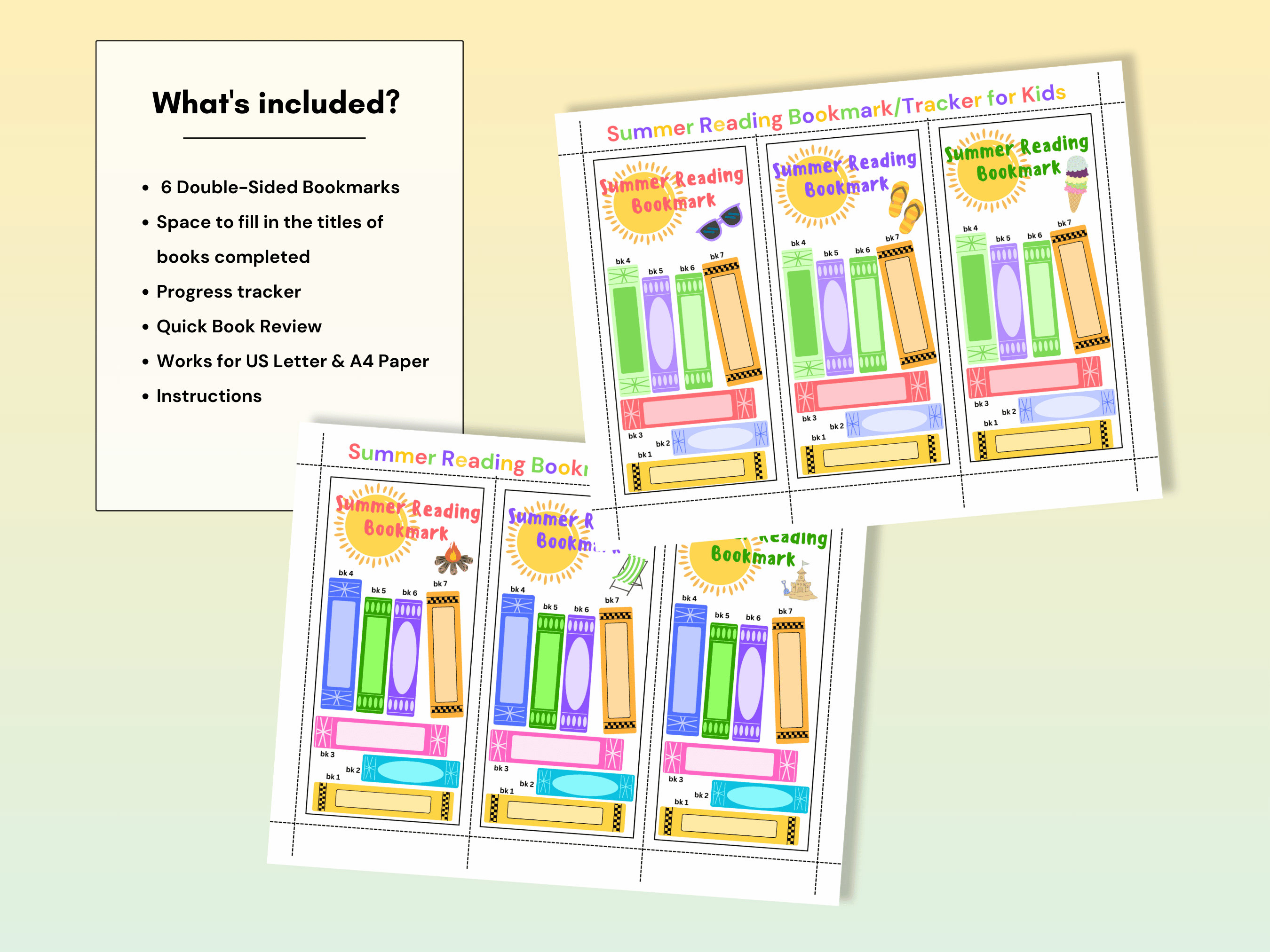 Printable Summer Bookmarks and Progress Tracker Combo for Kids, Summer ...