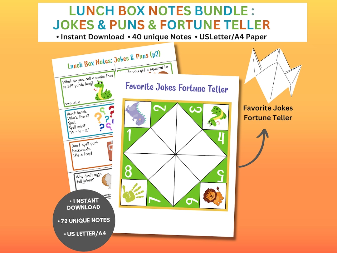 Lunch Box Notes - 40 Kid-friendly Jokes | Printable Personalized ...