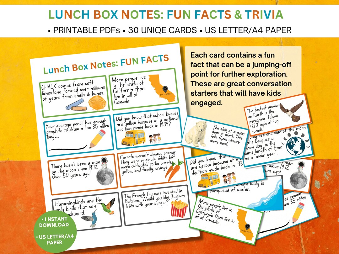 Conversation Starter Lunch Box Notes for Kids | Printable Lunchbox ...