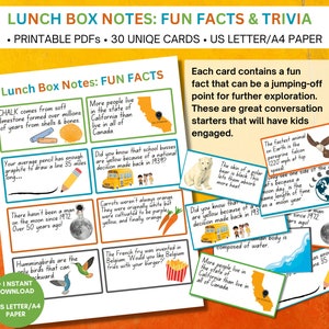 Conversation Starter Lunch Box Notes for Kids | Printable Lunchbox ...